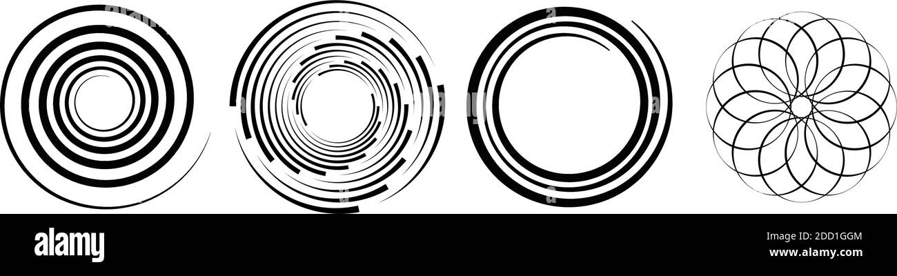 Spiral, swirl, twirl element set. Rotating circular shape Vector ...