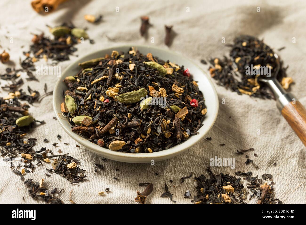 Dry Organic Chai Black Tea with Spices Stock Photo - Alamy