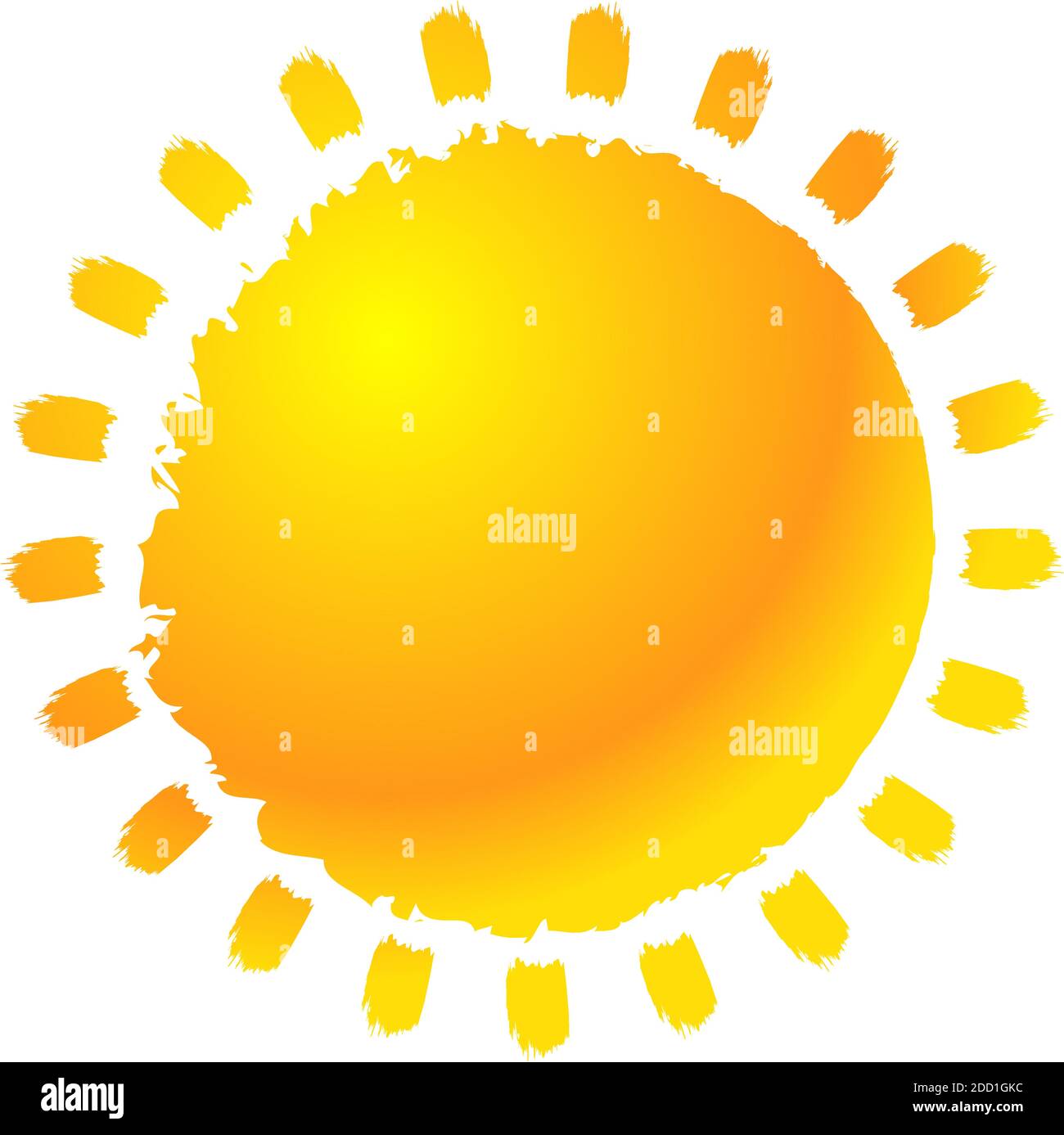Grungy, grunge, Textured sun clip-art design element. Painted, sketchy ...