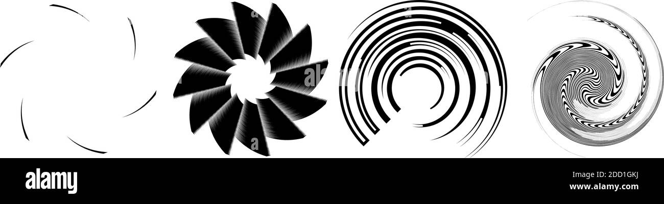 Spiral, swirl, twirl element set. Rotating circular shape Vector ...