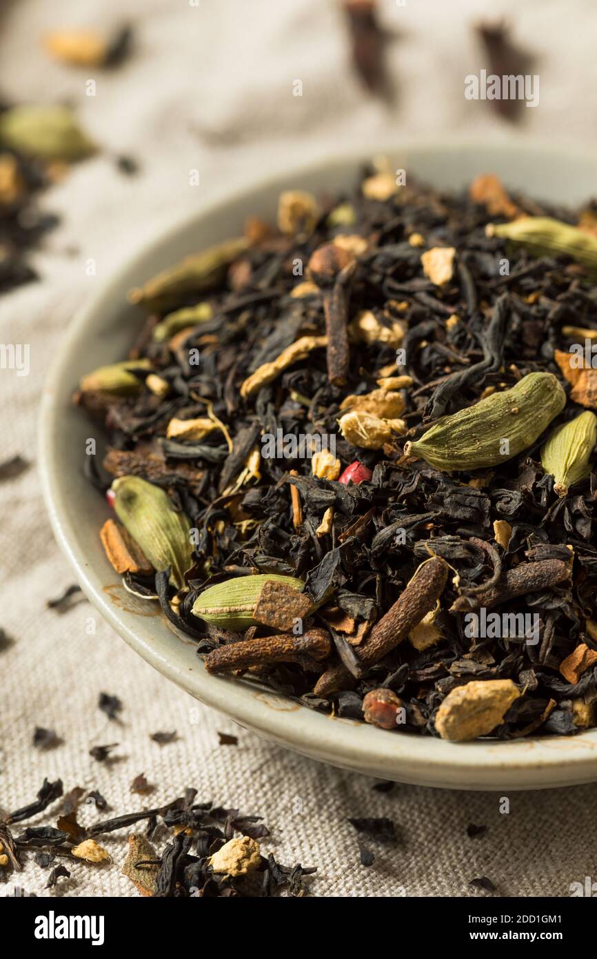 Dry Organic Chai Black Tea with Spices Stock Photo - Alamy
