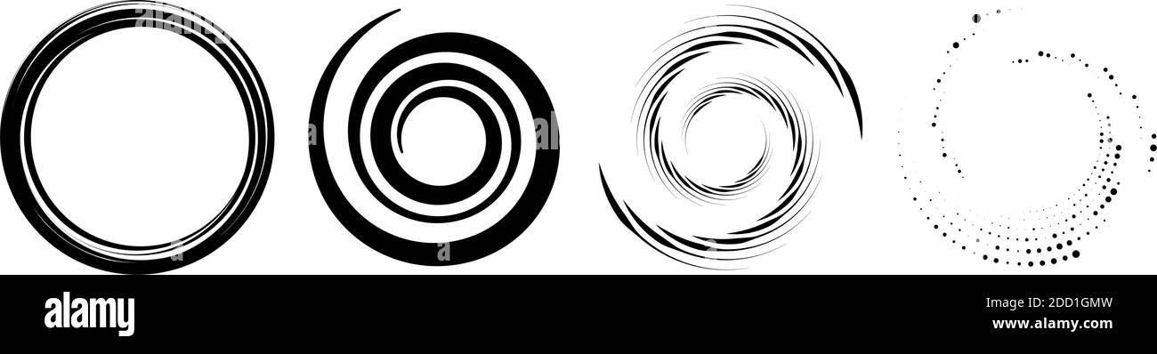 Spiral, swirl, twirl element set. Rotating circular shape Vector ...