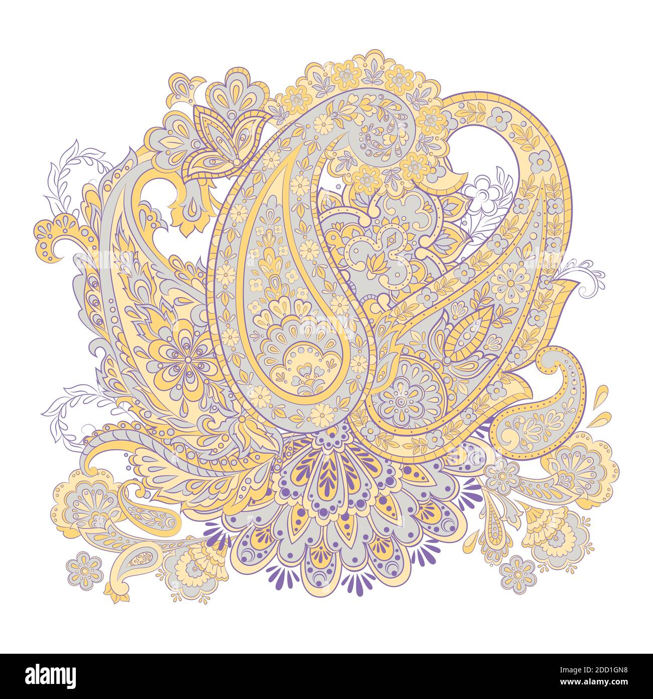 Colorful Paisley Damask ornament. Isolated Vector illustration Stock ...