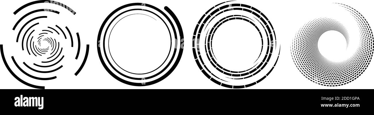 Spiral, swirl, twirl element set. Rotating circular shape Vector ...