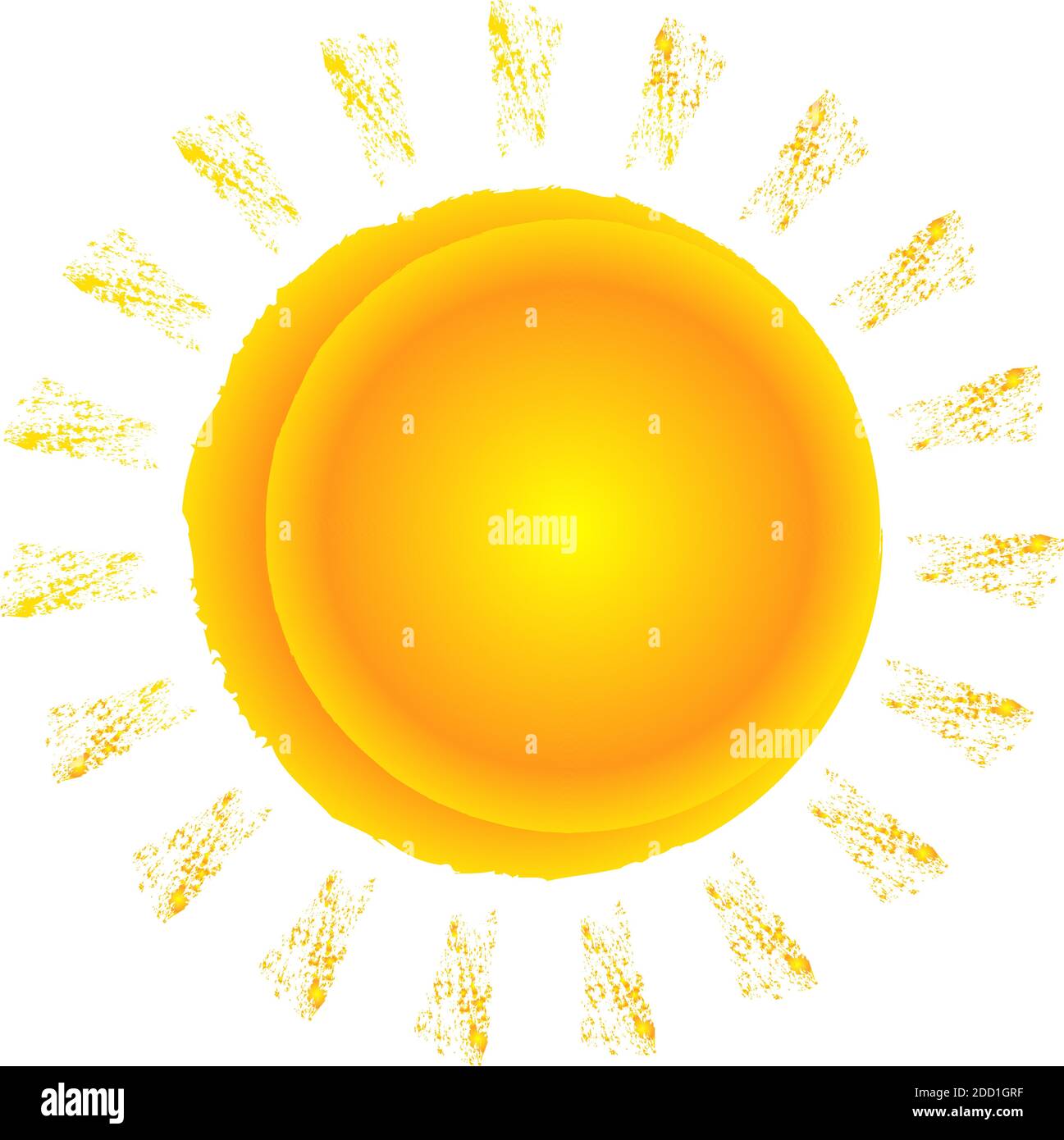 Grungy, grunge, Textured sun clip-art design element. Painted, sketchy ...