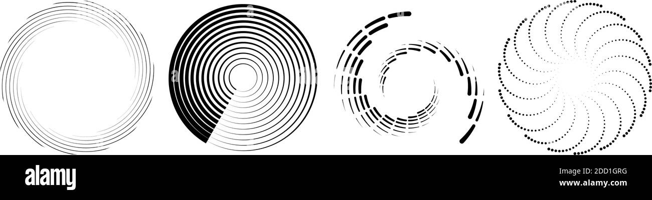 Spiral, swirl, twirl element set. Rotating circular shape Vector ...