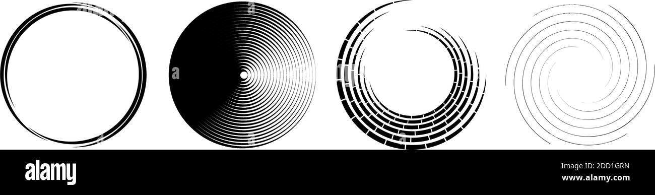 Spiral, swirl, twirl element set. Rotating circular shape Vector ...