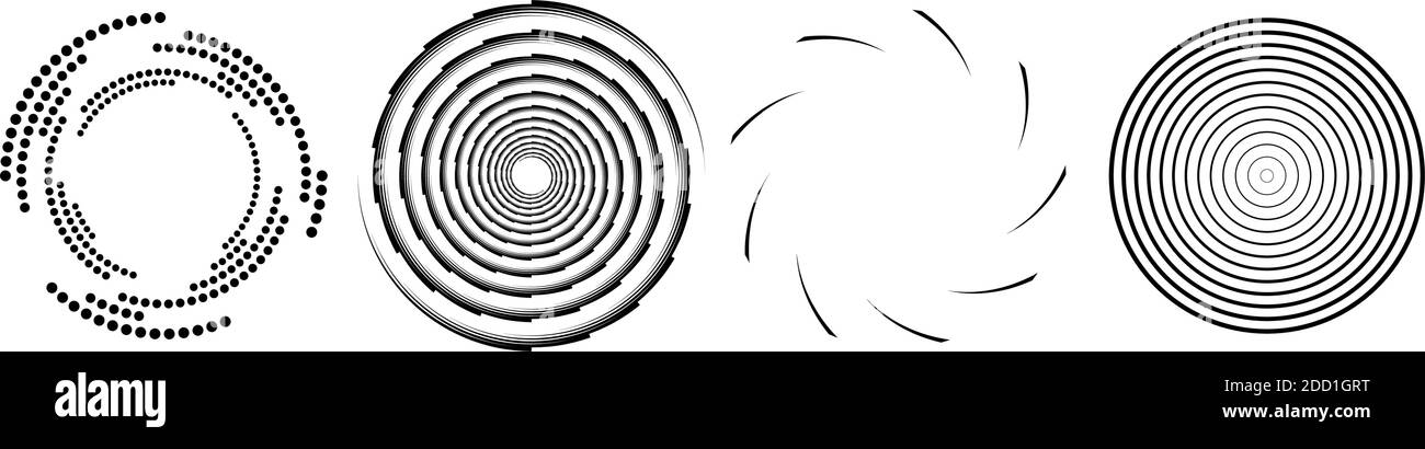 Spiral, swirl, twirl element set. Rotating circular shape Vector ...