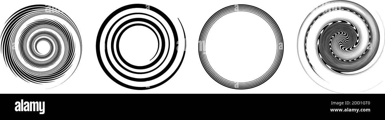 Spiral, swirl, twirl element set. Rotating circular shape Vector ...