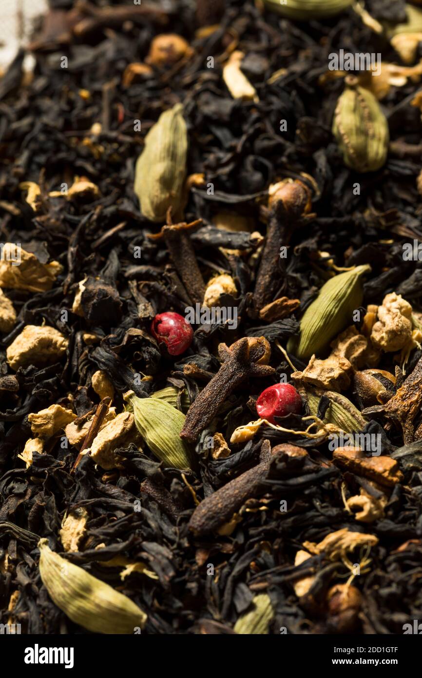 Dry Organic Chai Black Tea with Spices Stock Photo - Alamy