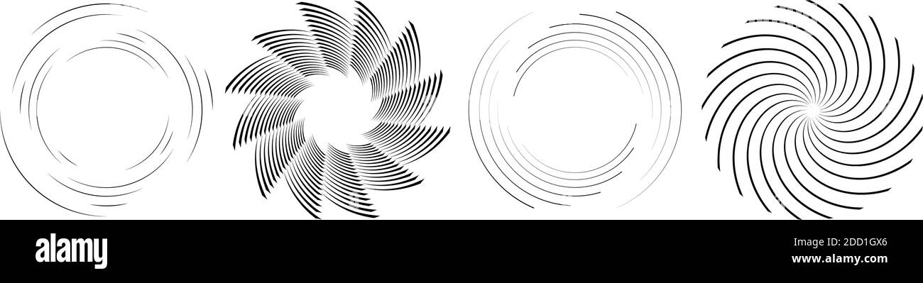 Spiral, swirl, twirl element set. Rotating circular shape Vector ...