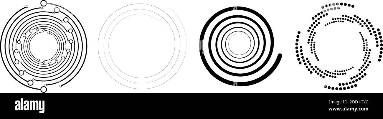Spiral, swirl, twirl element set. Rotating circular shape Vector ...