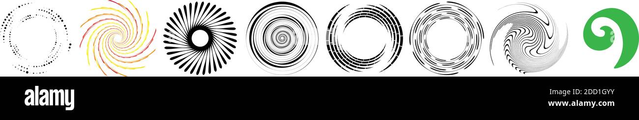 Spiral, swirl, twirl element set. Rotating circular shape Vector ...