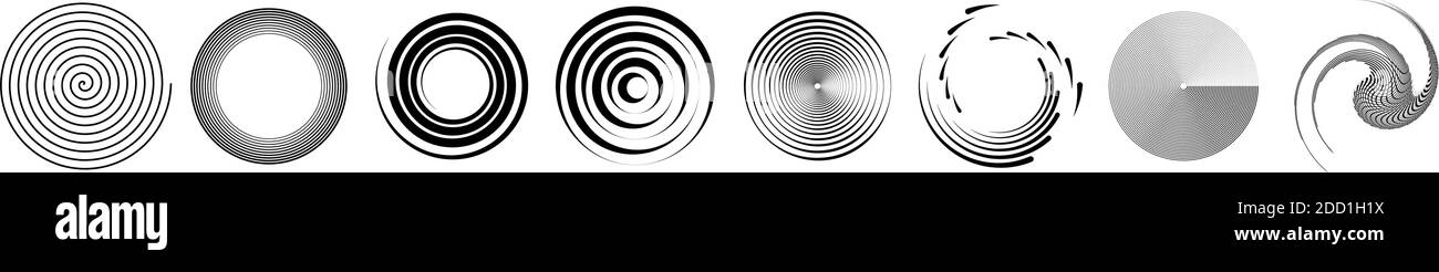 Spiral, swirl, twirl element set. Rotating circular shape Vector ...