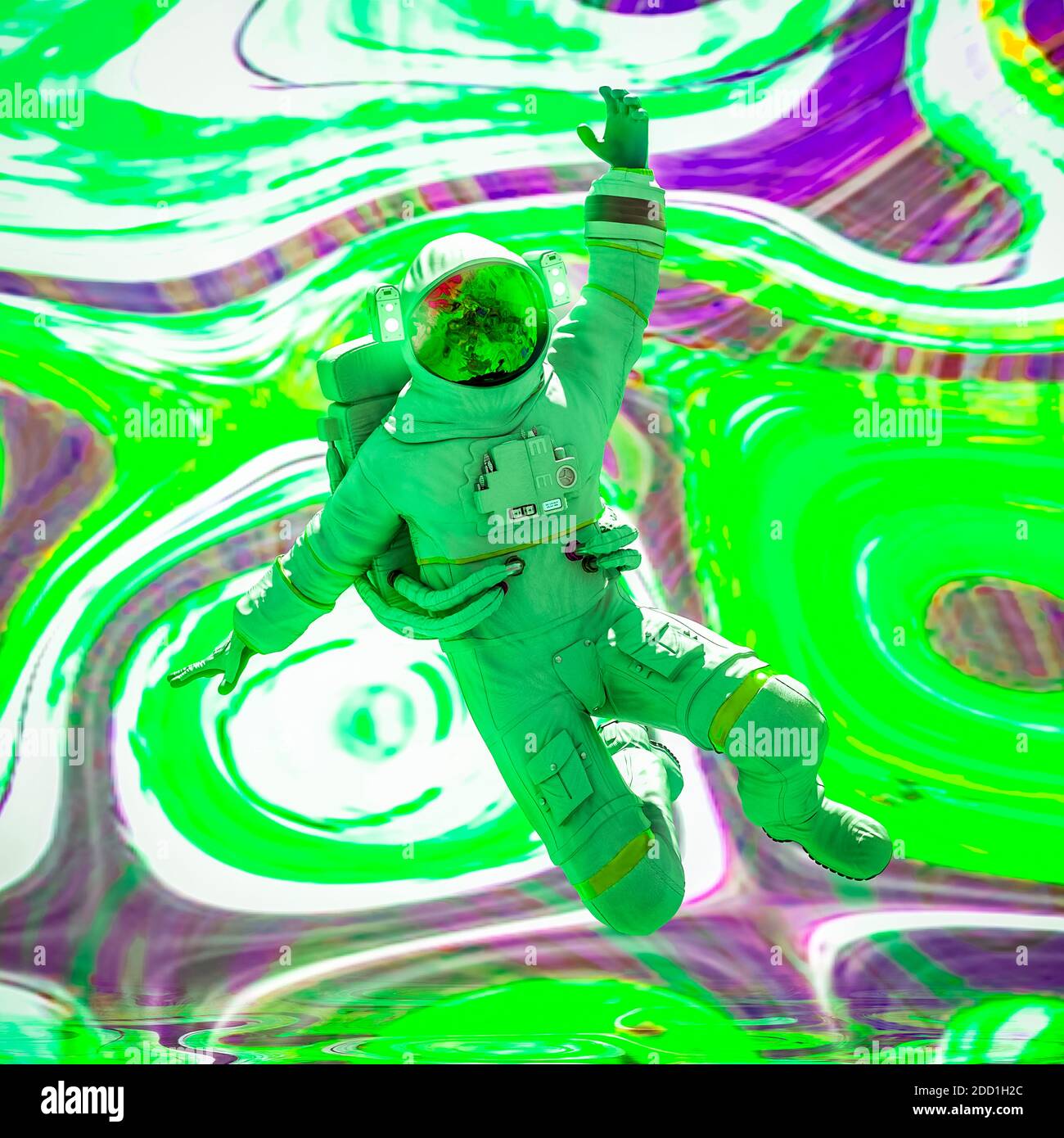 astronaut floating in a psychedelic background, 3d illustration Stock ...