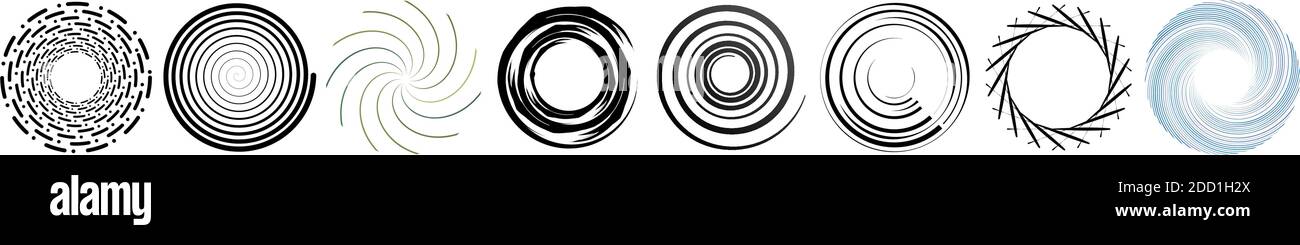 Spiral, swirl, twirl element set. Rotating circular shape Vector ...