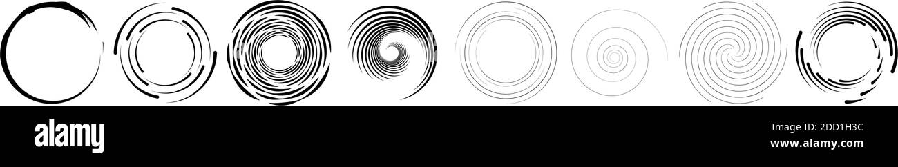 Spiral, swirl, twirl element set. Rotating circular shape Vector ...