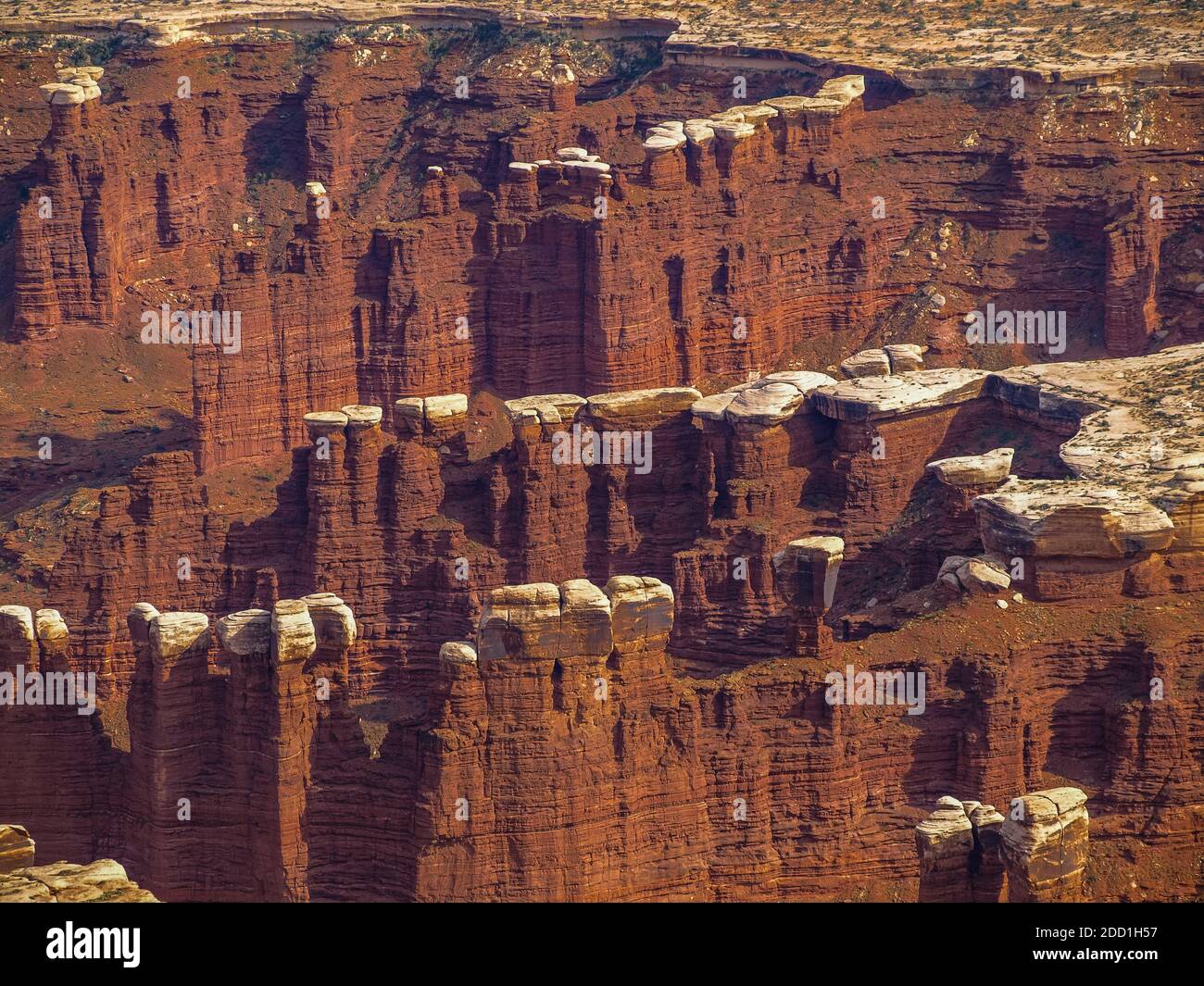 Limestone deposits on top of the sandstone, Canyonlands National Park ...