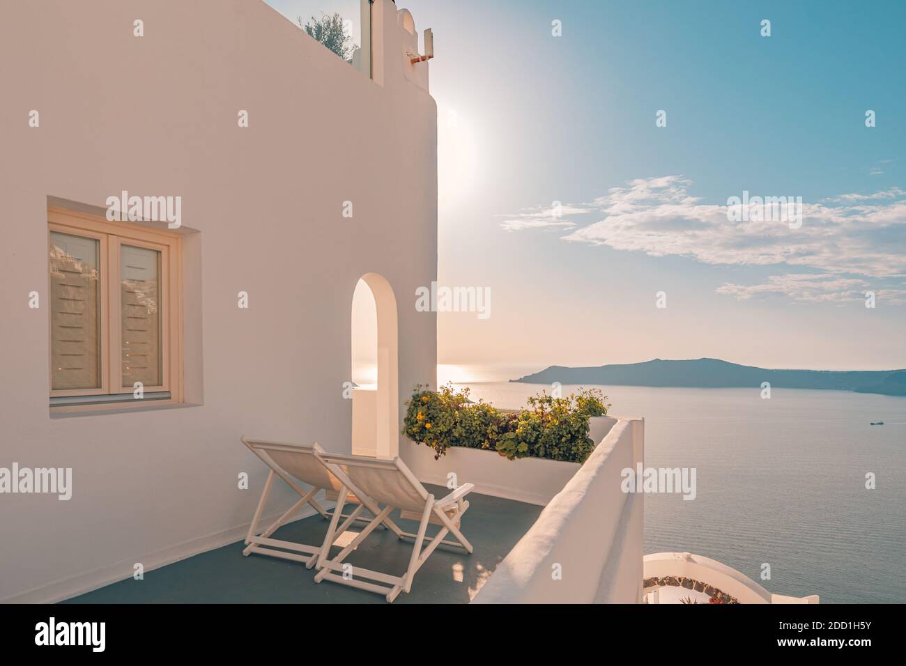 Two deckchairs on the roof. Beautiful terrace with sea view, fantastic ...