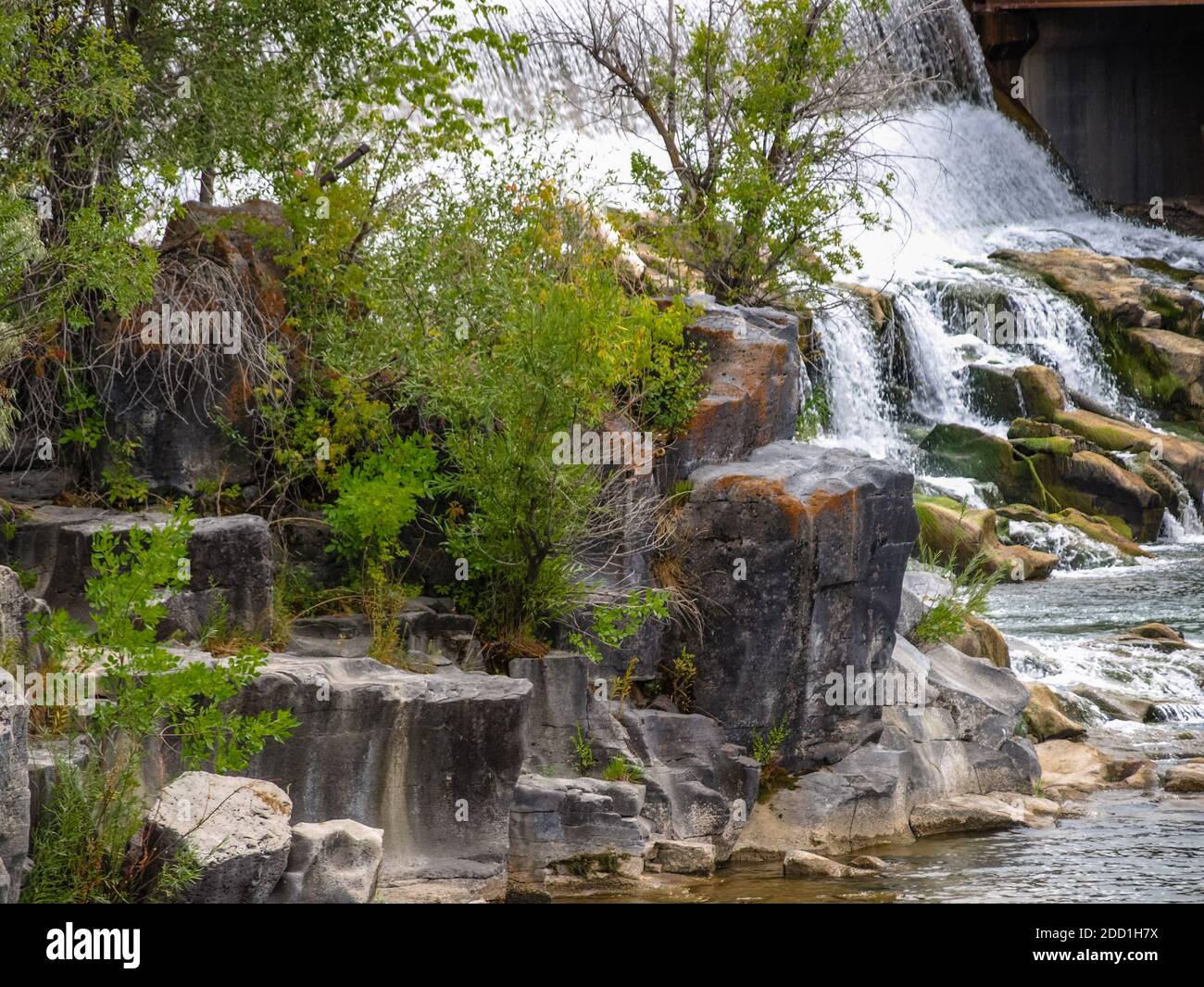 Up close with the man made water falls of Idaho City, Idaho, USA Stock ...
