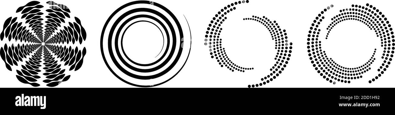 Spiral, swirl, twirl element set. Rotating circular shape Vector ...