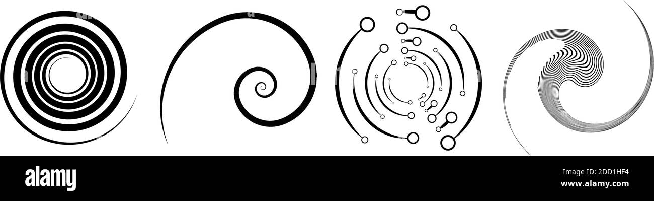 Spiral, swirl, twirl element set. Rotating circular shape Vector ...