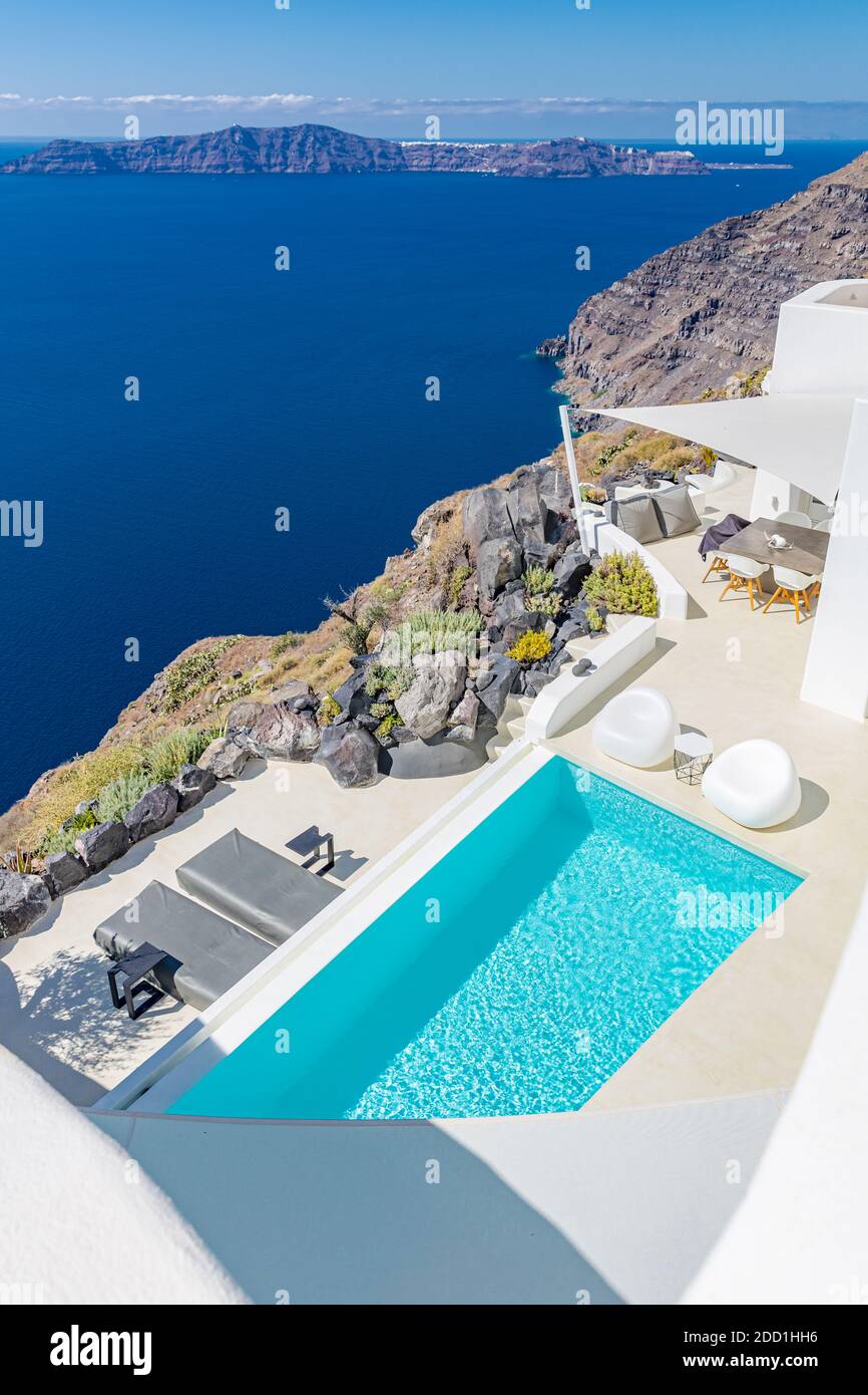 Santorini holiday swimming pool hi-res stock photography and images - Alamy