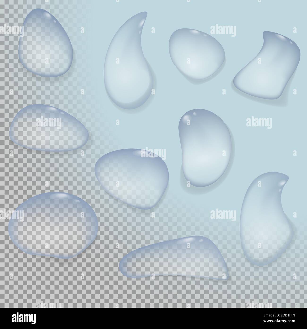drops of water on a transparent background. Vector illustration. EPS 10 ...