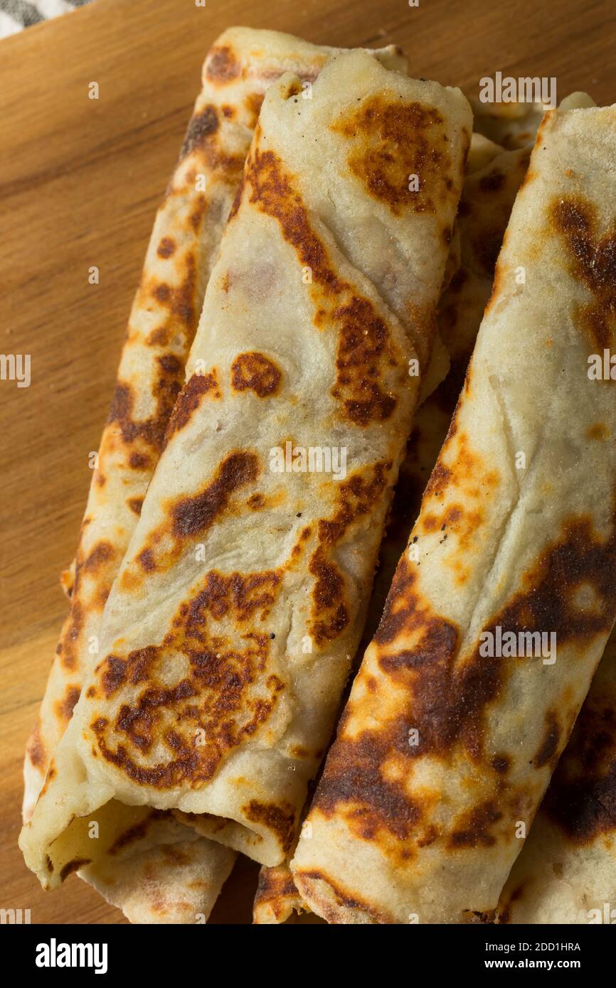 Homemade Norwegian Potato Lefse Flatbread with Sugar and Butter Stock ...