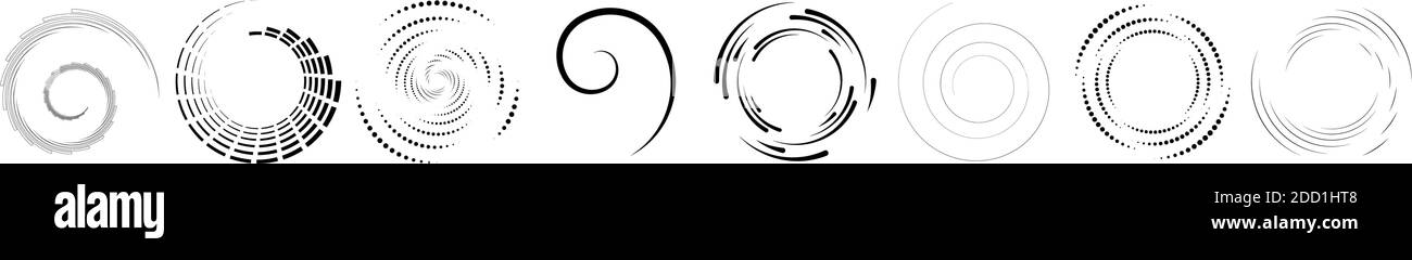 Spiral, swirl, twirl element set. Rotating circular shape Vector ...