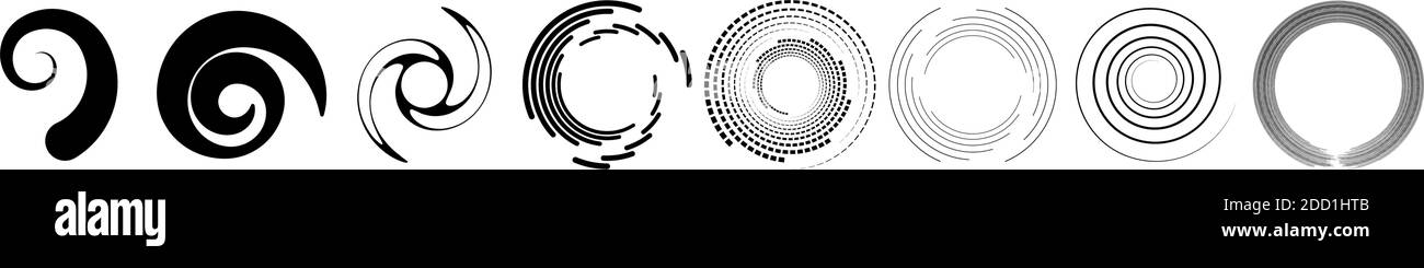 Spiral, swirl, twirl element set. Rotating circular shape Vector ...