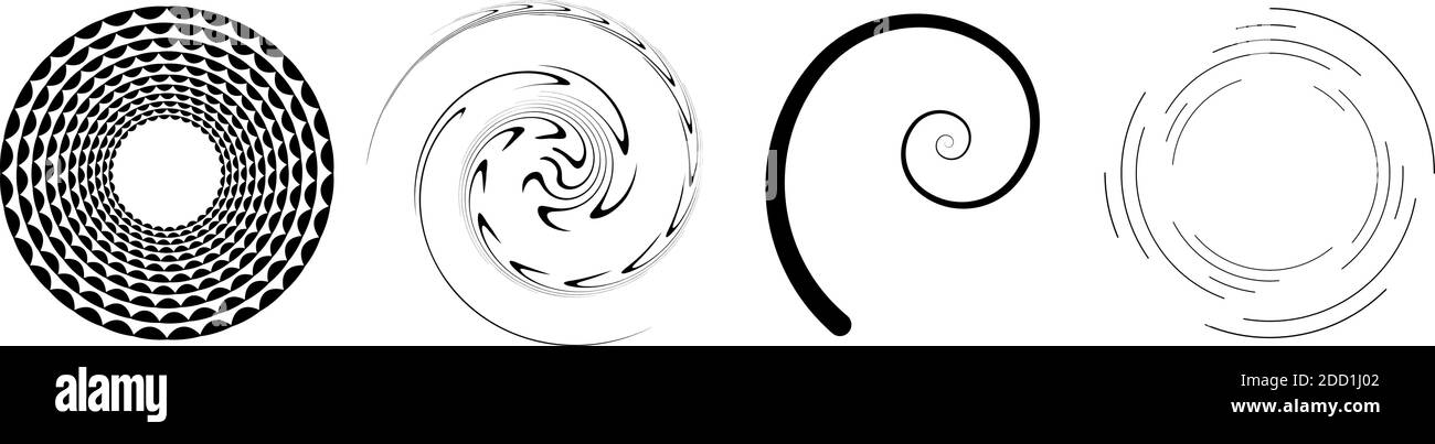 Spiral, swirl, twirl element set. Rotating circular shape Vector ...