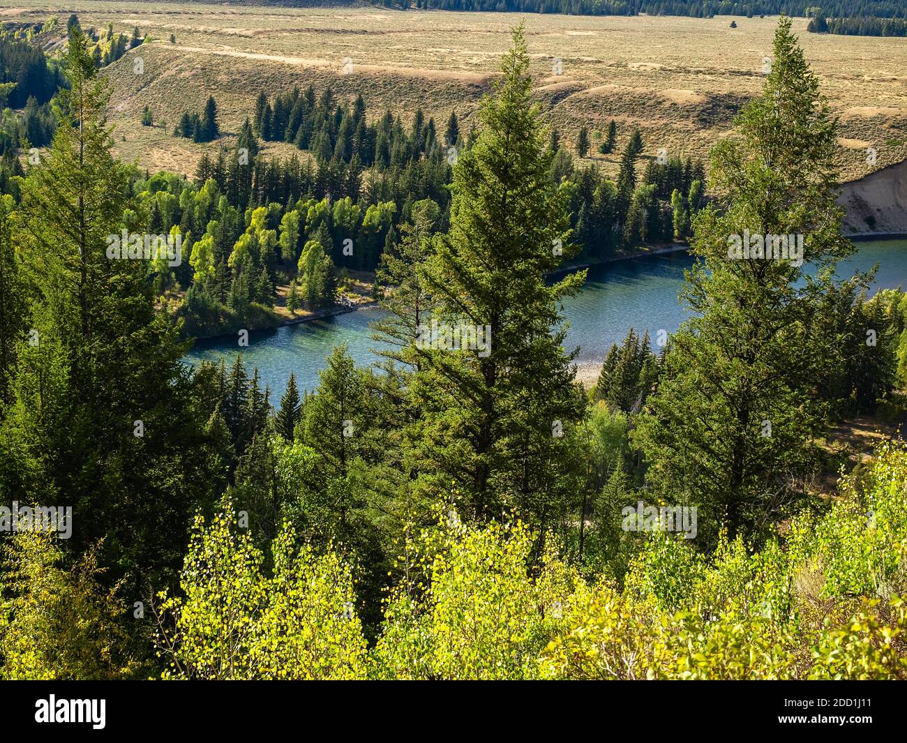Snake river, snaking through the valleys of Grand Teton National Park ...