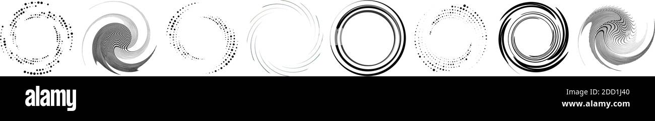 Spiral, swirl, twirl element set. Rotating circular shape Vector ...