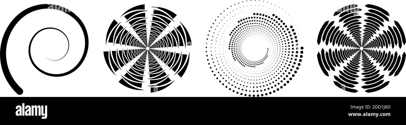 Spiral, swirl, twirl element set. Rotating circular shape Vector ...