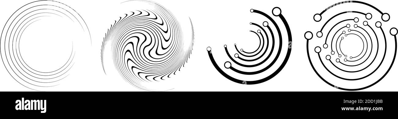 Spiral, swirl, twirl element set. Rotating circular shape Vector ...