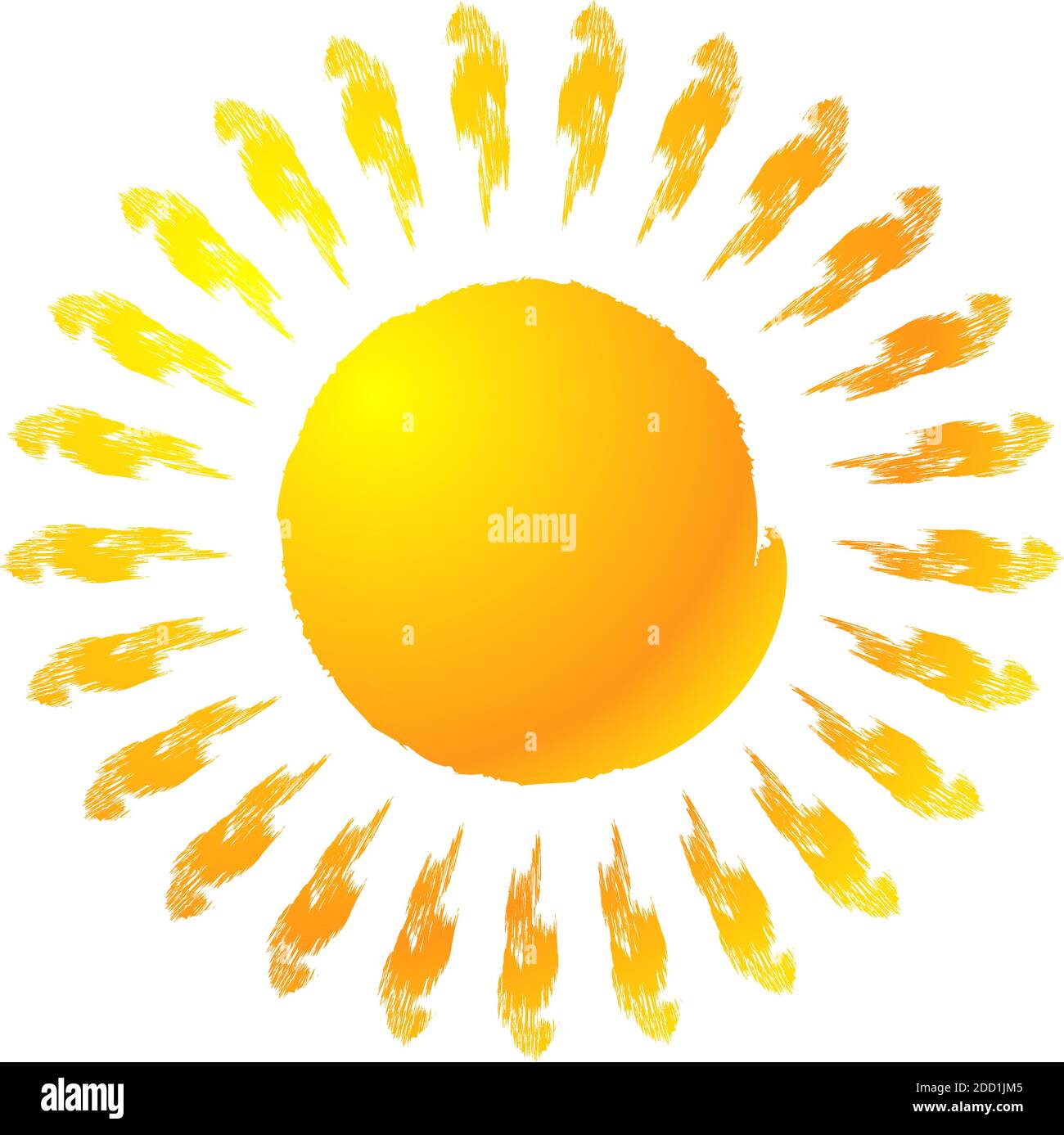 Grungy, grunge, Textured sun clip-art design element. Painted, sketchy ...