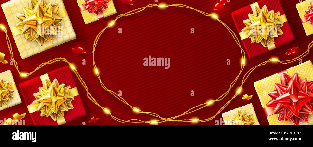 Christmas box red ribbon Stock Vector Images - Alamy