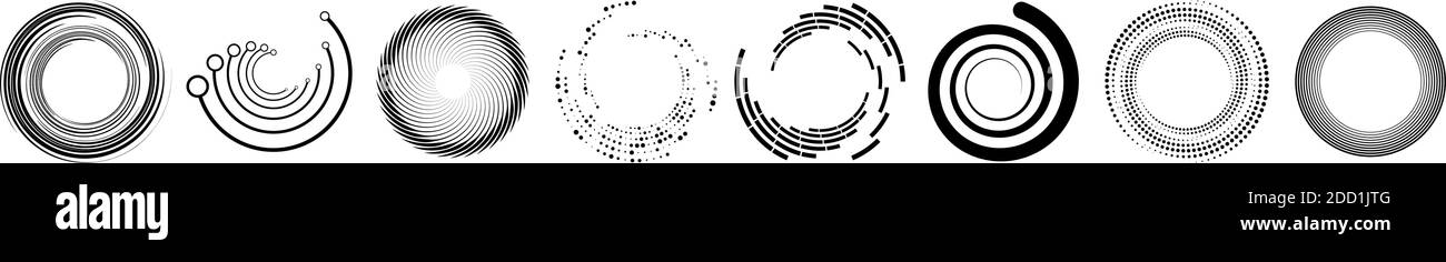 Spiral, swirl, twirl element set. Rotating circular shape Vector ...