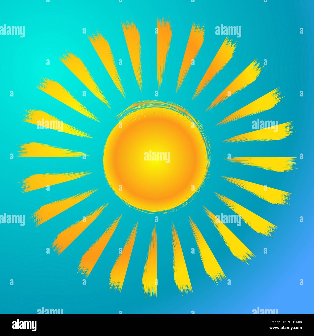 Grungy, grunge, Textured sun clip-art design element. Painted, sketchy ...