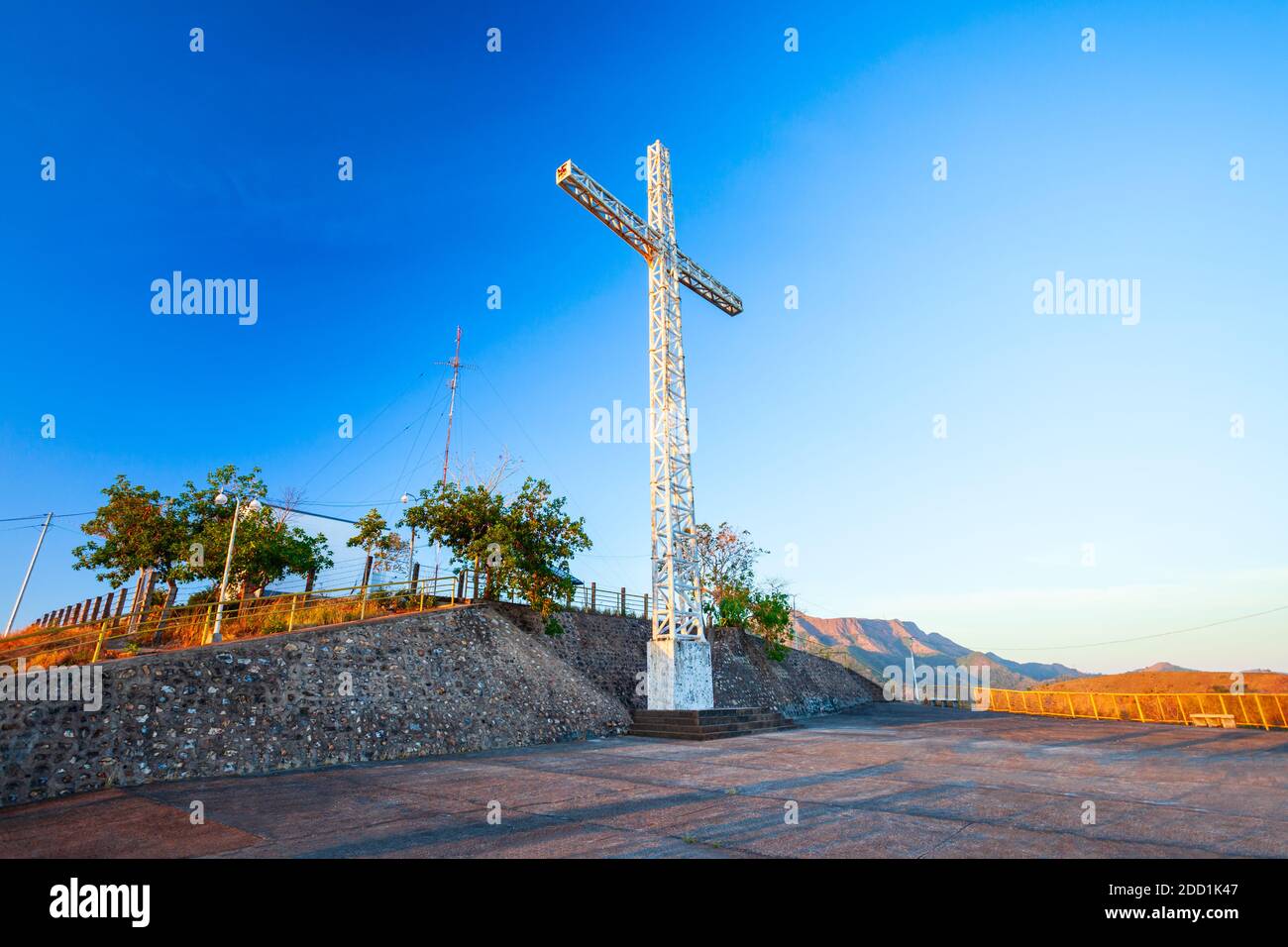 The cross on the Mount Tapyas summit in Coron town, Busuanga island in ...