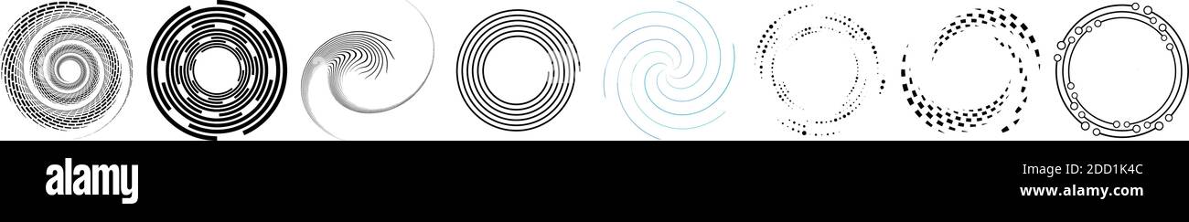 Spiral, swirl, twirl element set. Rotating circular shape Vector ...