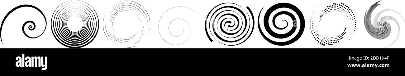 Spiral, swirl, twirl element set. Rotating circular shape Vector ...