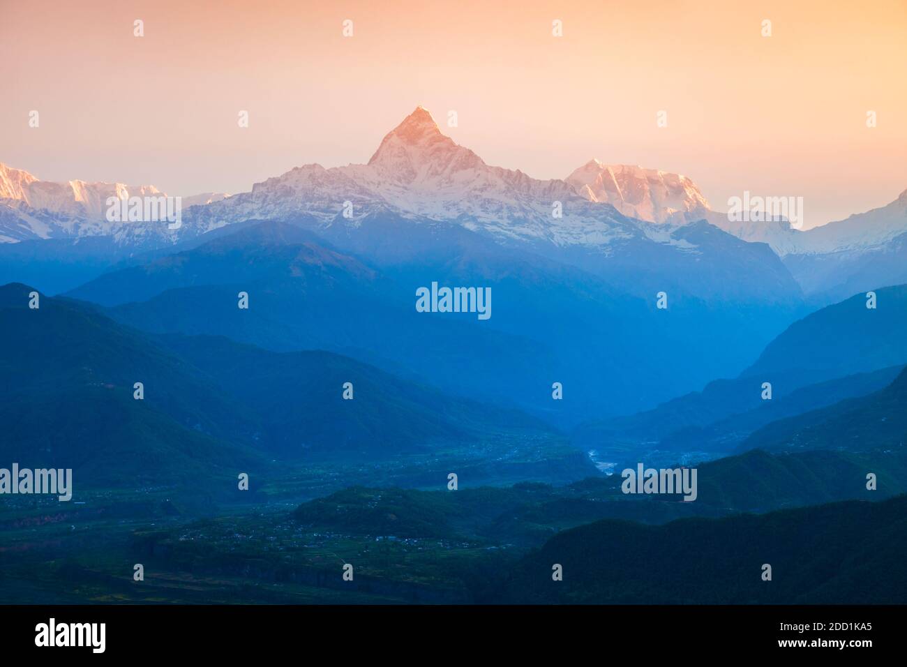 Annapurna massif aerial panoramic view from Sarangkot hill viewpoint in ...
