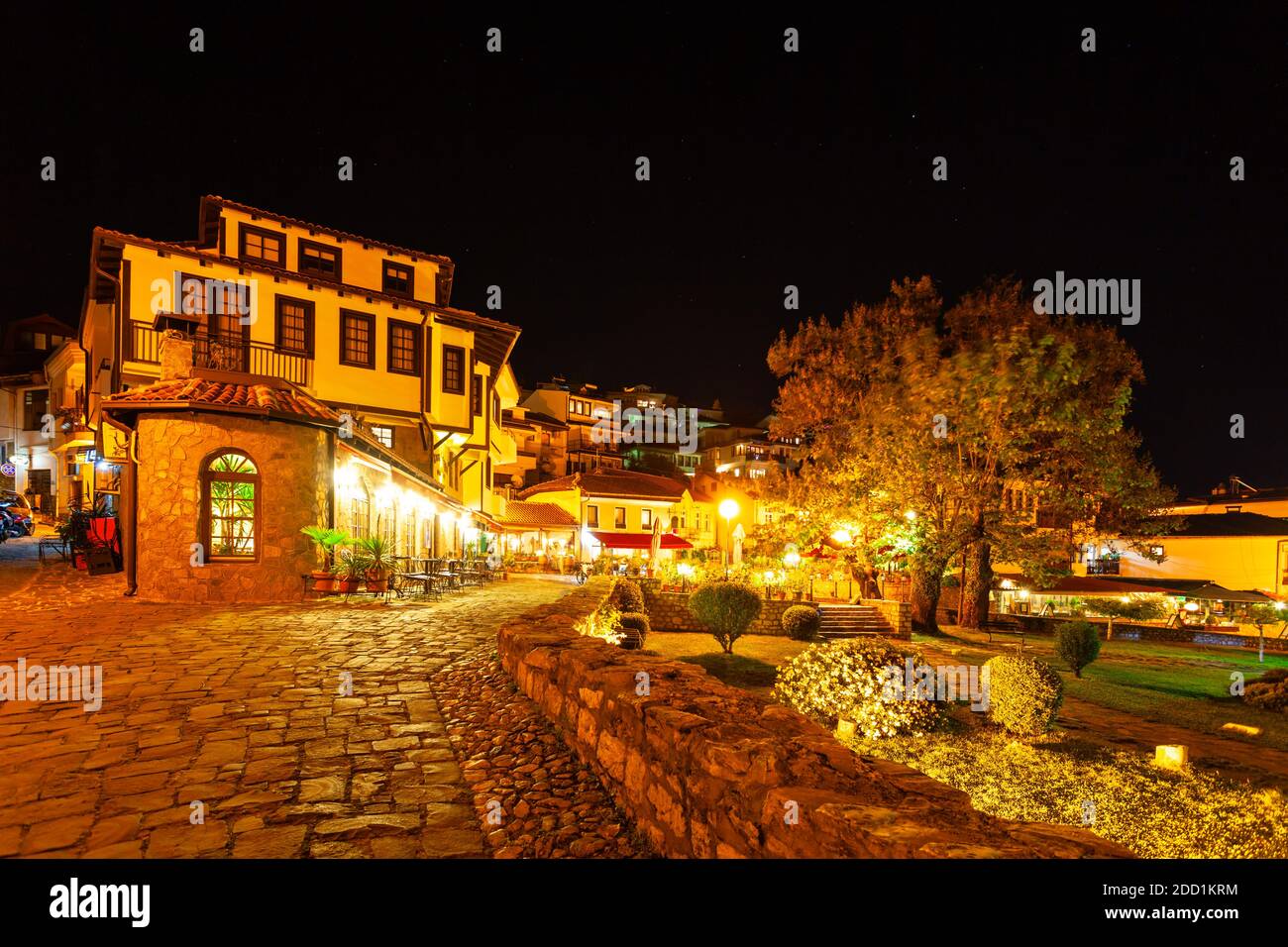 Ohrid old town at night in North Macedonia Stock Photo - Alamy