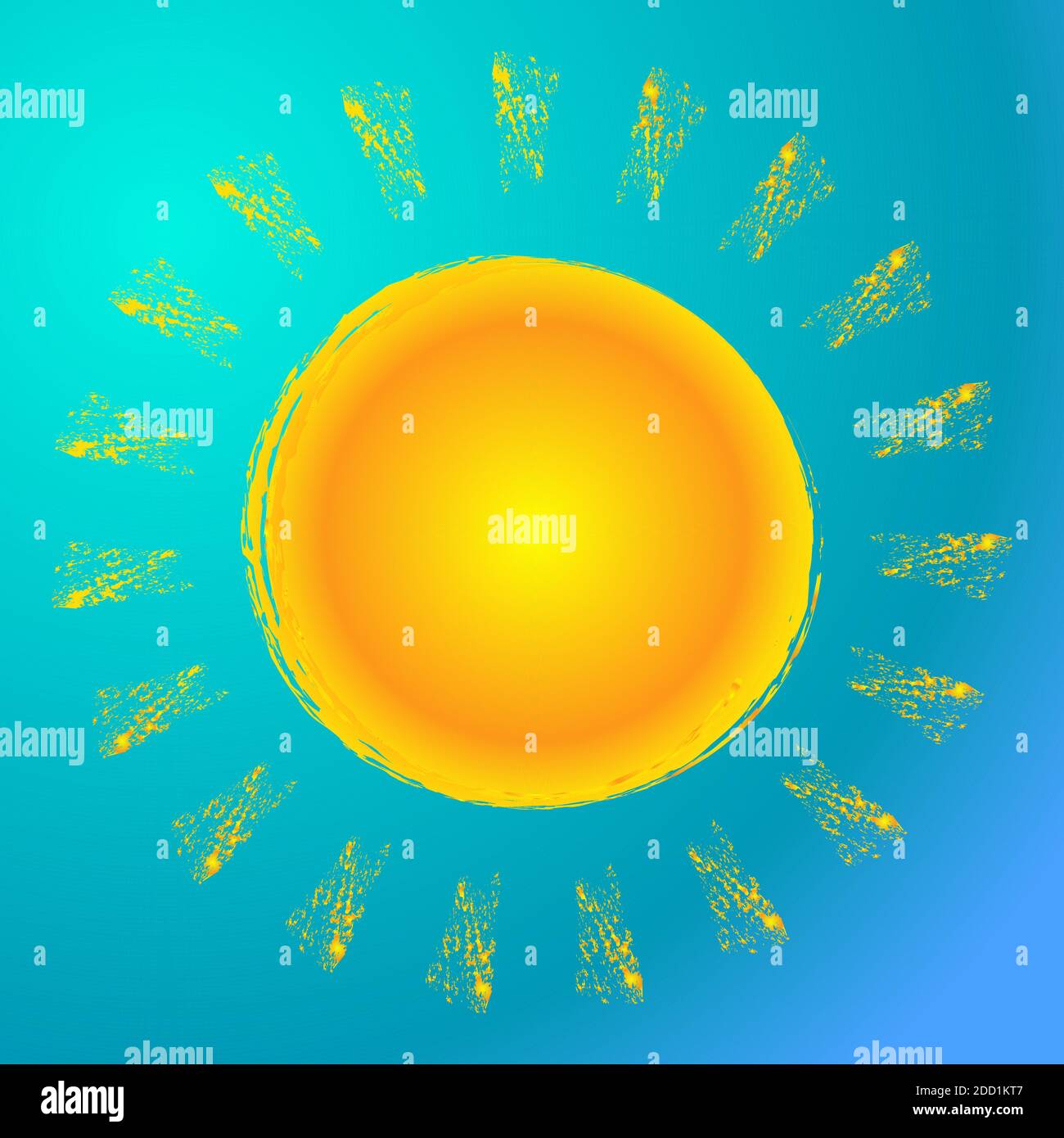 Grungy, grunge, Textured sun clip-art design element. Painted, sketchy ...