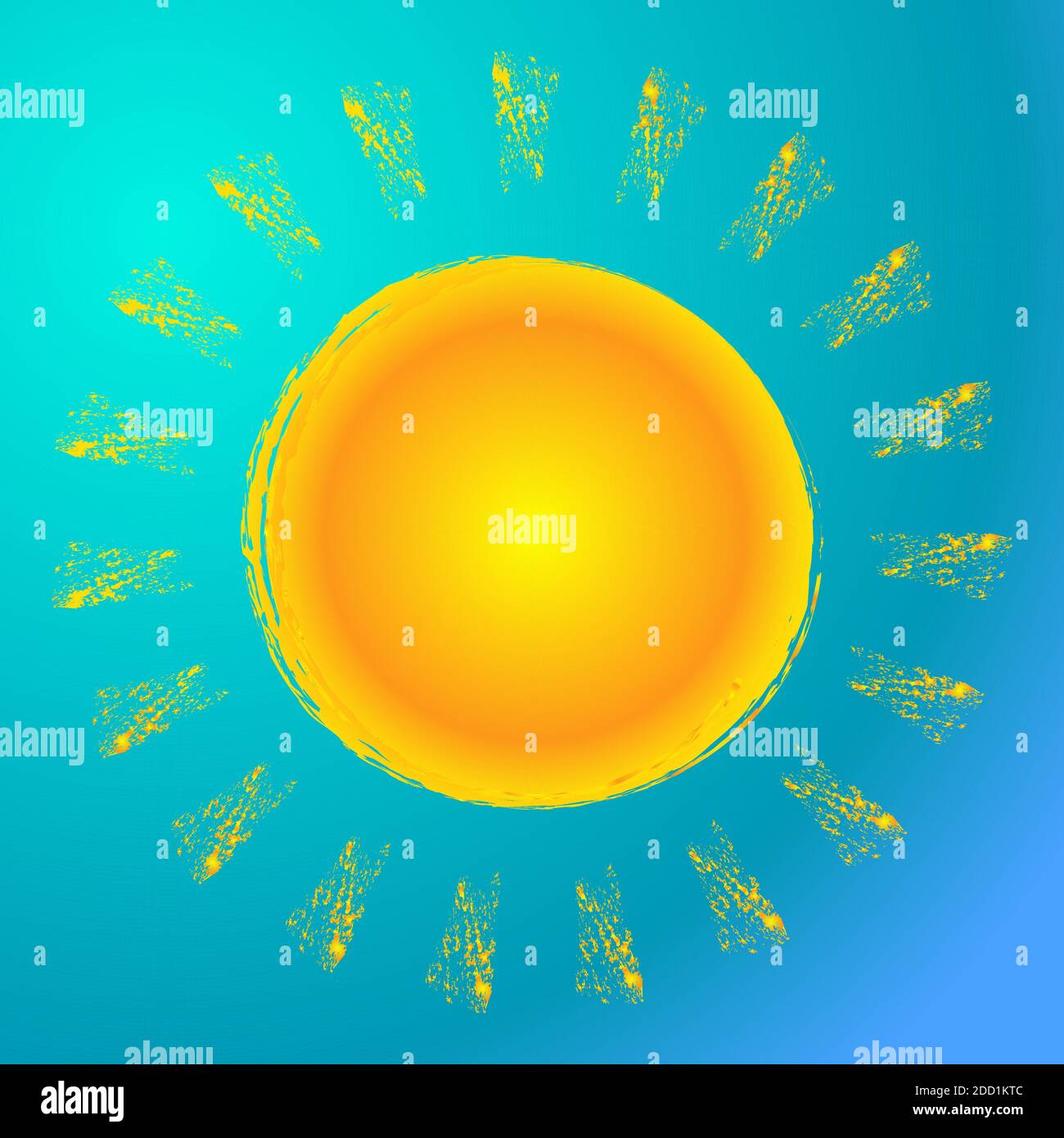 Grungy, grunge, Textured sun clip-art design element. Painted, sketchy ...
