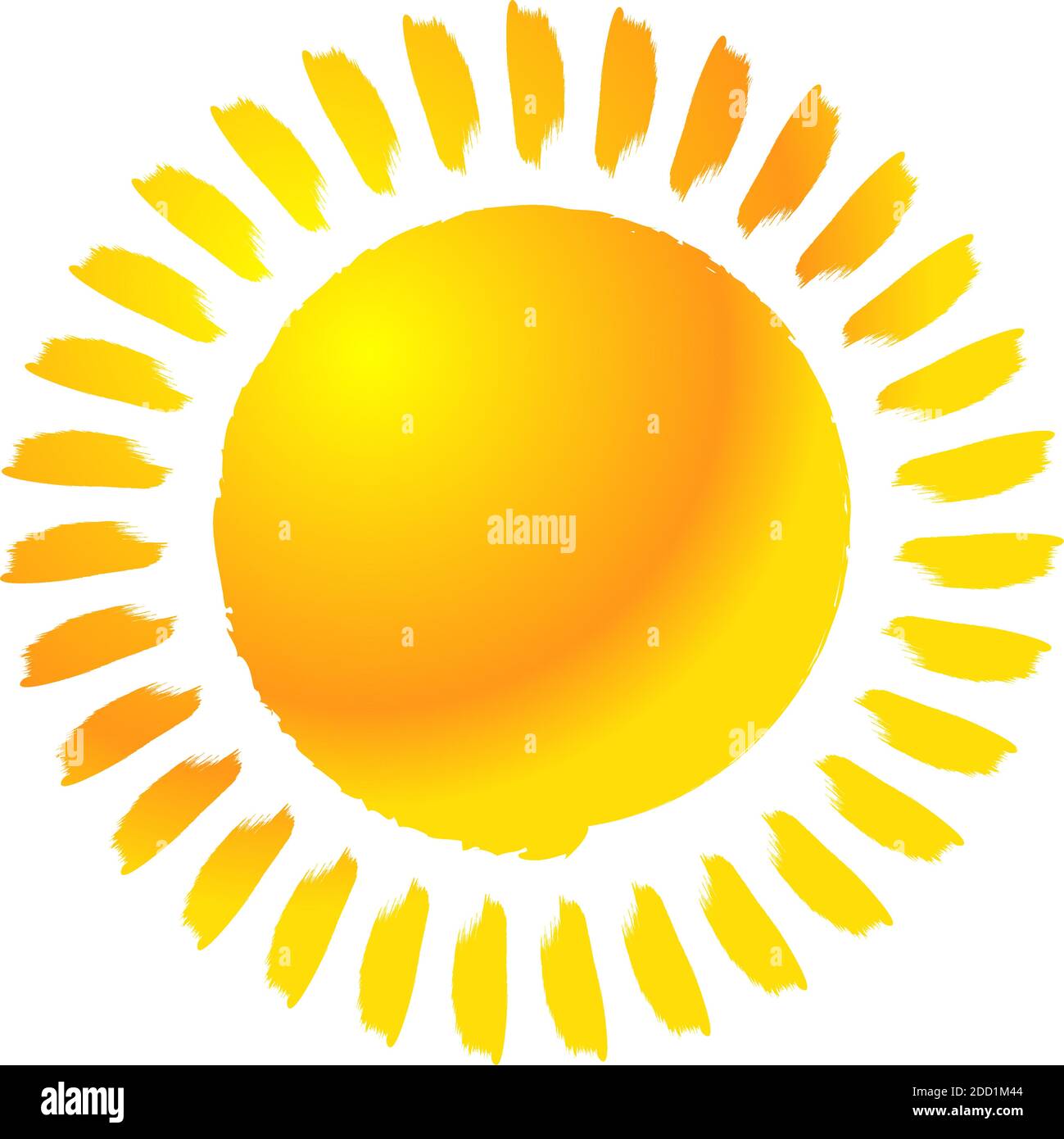 Grungy, grunge, Textured sun clip-art design element. Painted, sketchy ...
