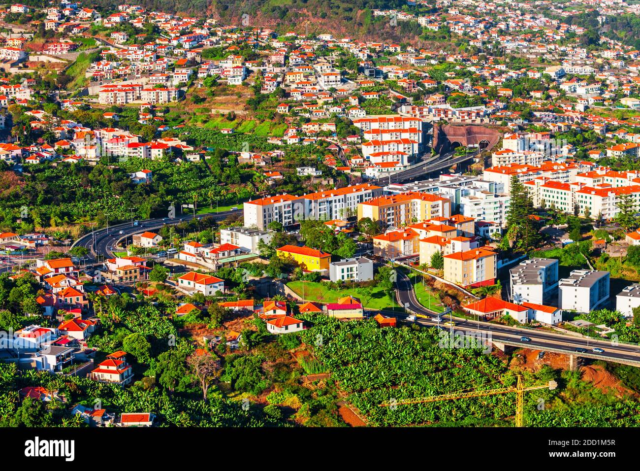 Funchal city aerial panoramic view. Funchal is the capital and largest ...