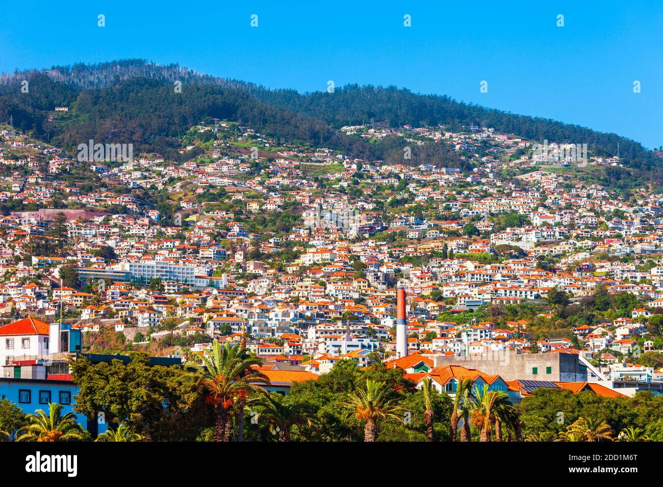 Funchal city aerial panoramic view. Funchal is the capital and largest ...